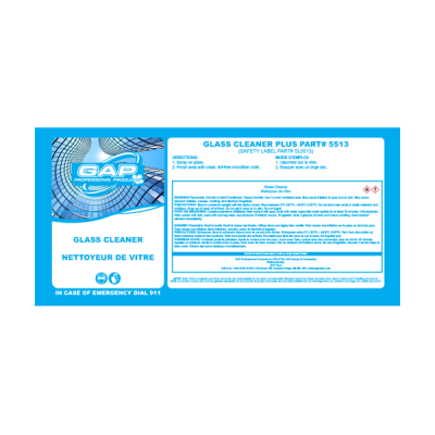 Safety Label Glass Cleaner Plus - GAP Professional Products