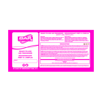 Safety Label Air Freshener Concentrate - GAP Professional Products